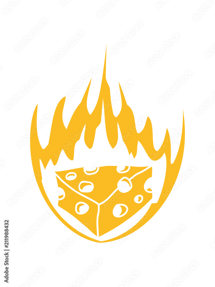 brennen feuer flammen heiß schmelzkäse käse löcher gauda comic cartoon ...