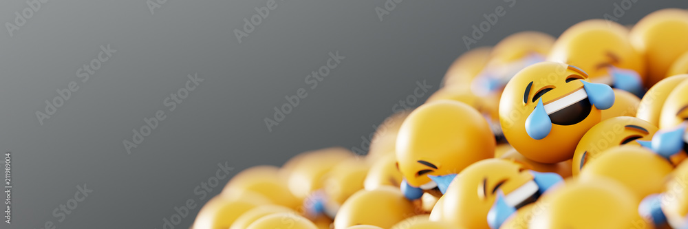 Infinite emoticons 3d rendering background, social media and ...