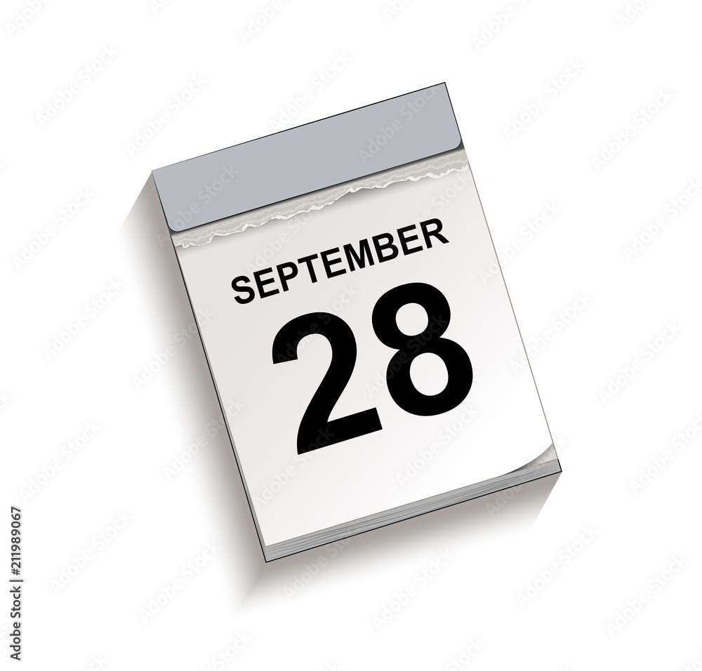 Kalender, Abreißkalender mit Datum 28 September Vektor Illustration ... Kalender, Abreißkalender mit Datum 28 September Vektor Illustration ...