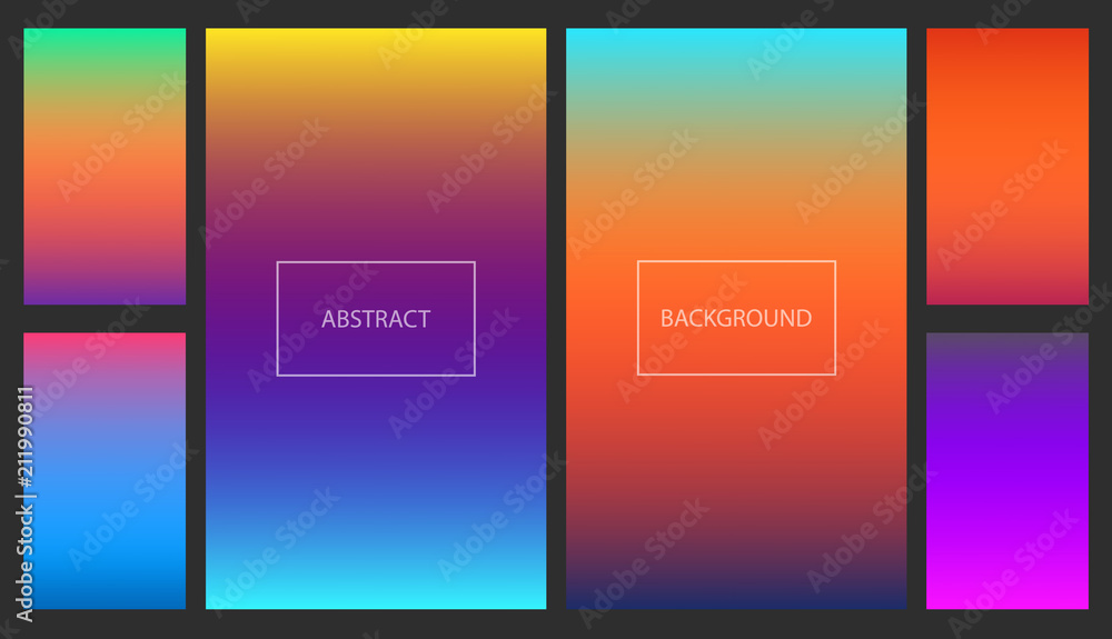 Bright sunset gradients for smartphone screen backgrounds. Set of soft ...