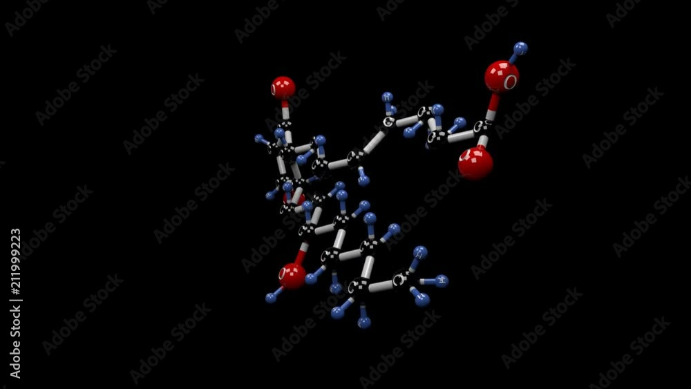 Prostaglandin E2 molecule. Molecular structure of PGE2, physiologically ...