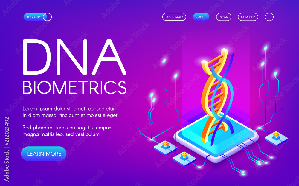 DNA biometrics technology vector illustration for personal identity ...