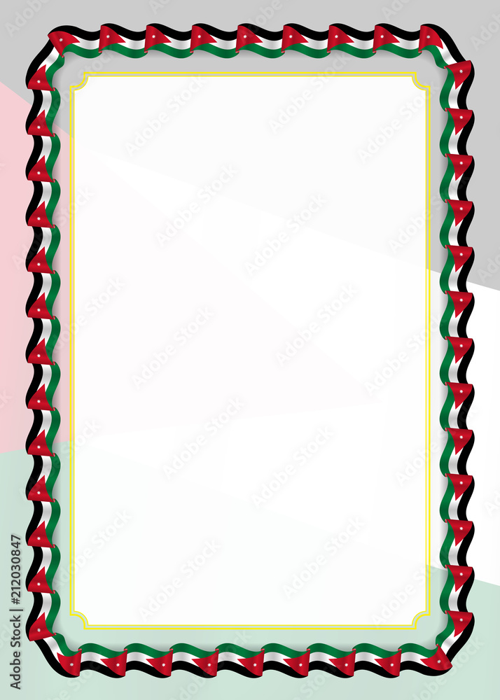 Frame and border of ribbon with Jordan flag, template elements for your ...