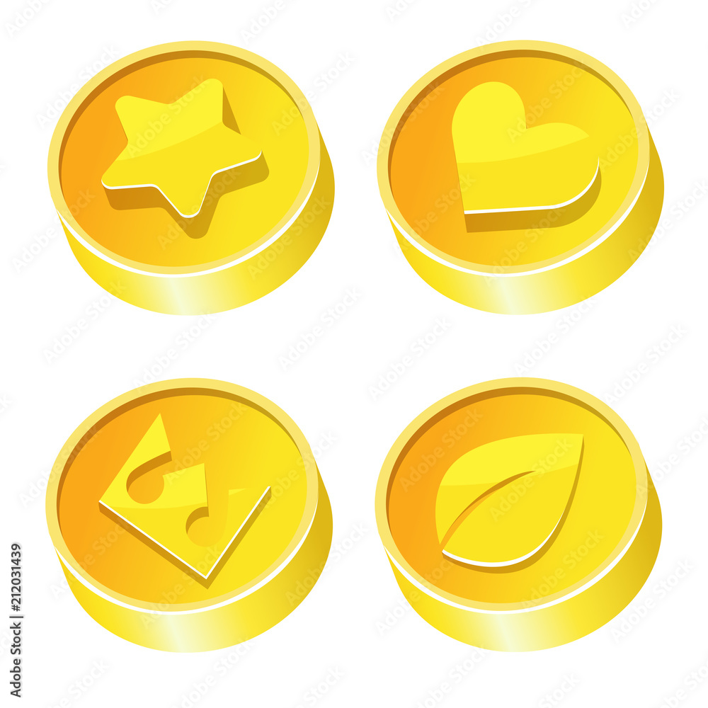 Cartoon Money Coins Icon Set with Symbols Stock Vector | Adobe Stock