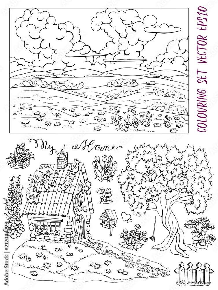 Country Landscape Coloring Pages