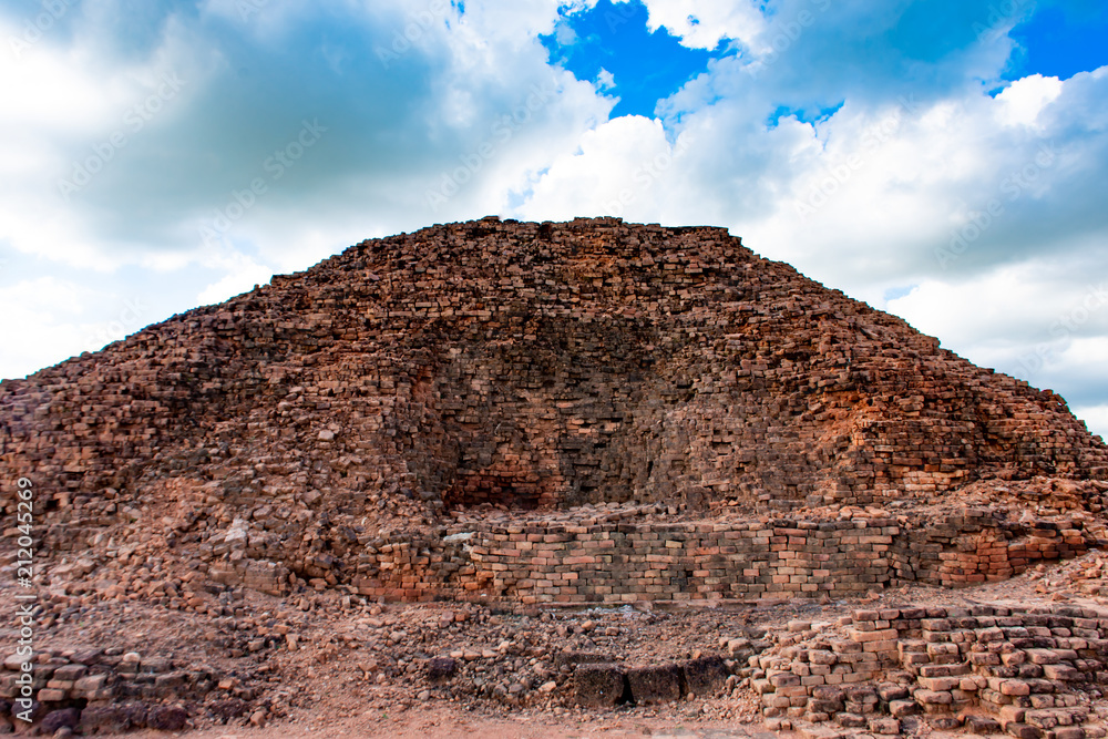The Pyramid remains in Thailand made of laterite bricks at Kao klang ...