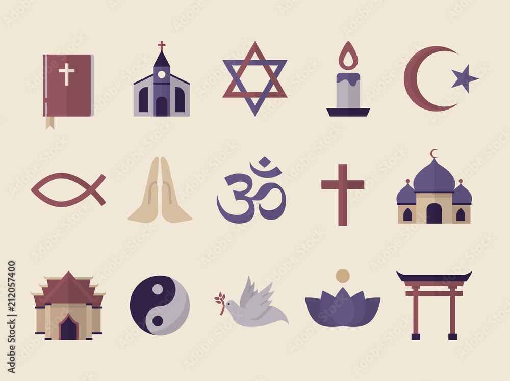 COllection of illustrated religious symbols Stock Vector | Adobe Stock