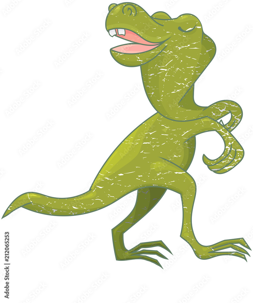 T.rex dinosaur distressed vector illustration: cartoon styled ...