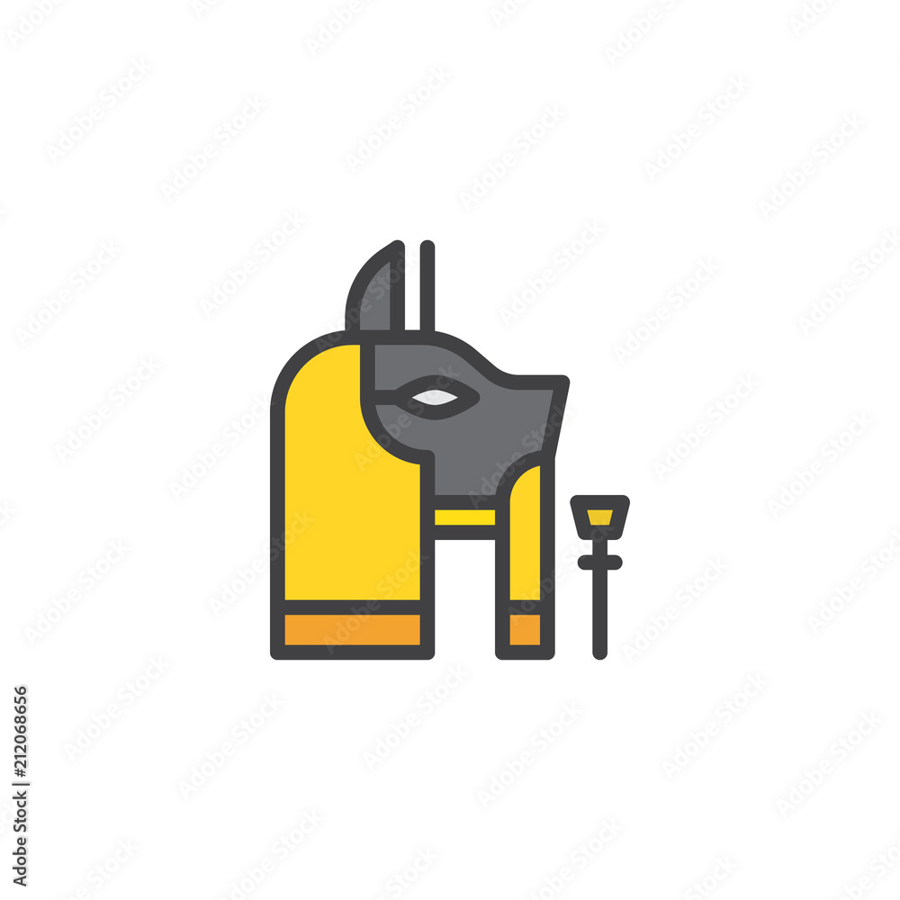 Anubis filled outline icon, line vector sign, linear colorful pictogram ...