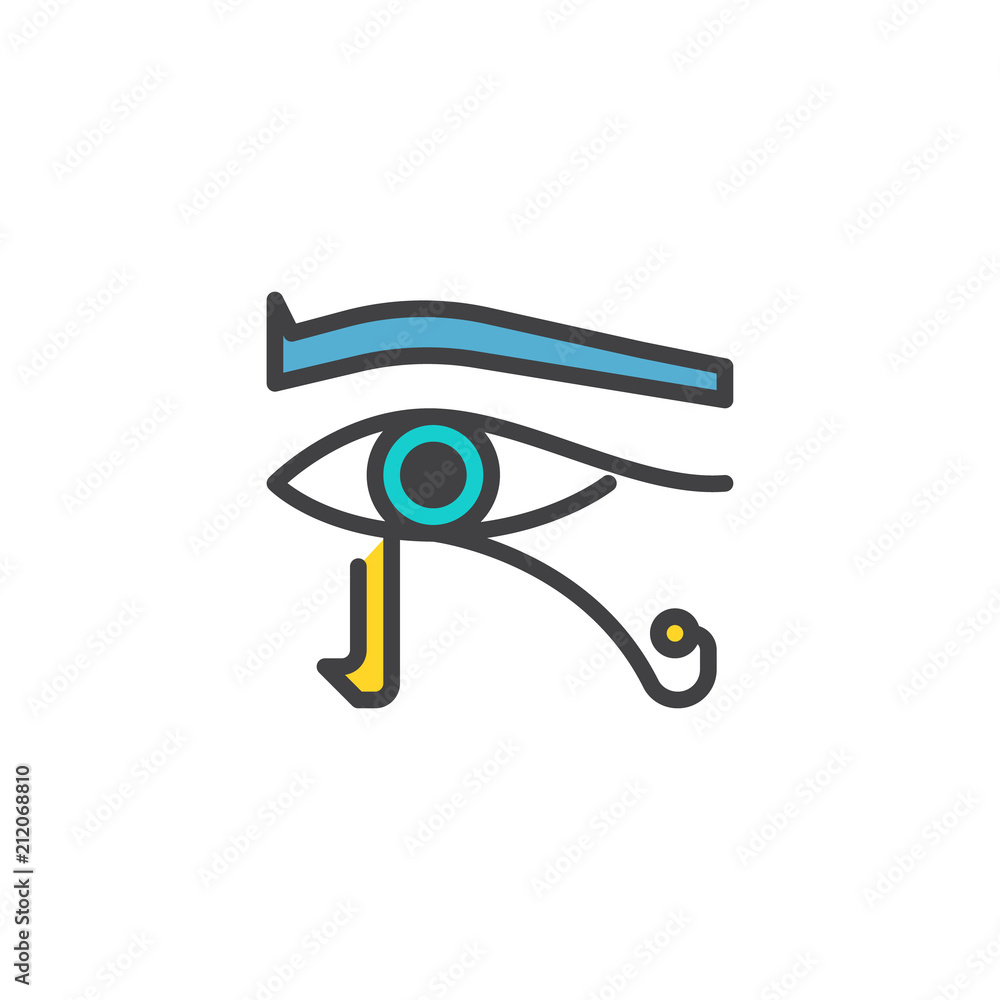Egyptian eye filled outline icon, line vector sign, linear colorful ...