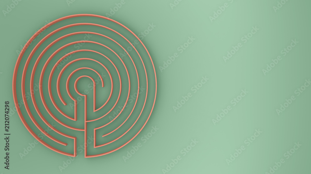 Round red and green labyrinth maze game with entry and exit, find the ...
