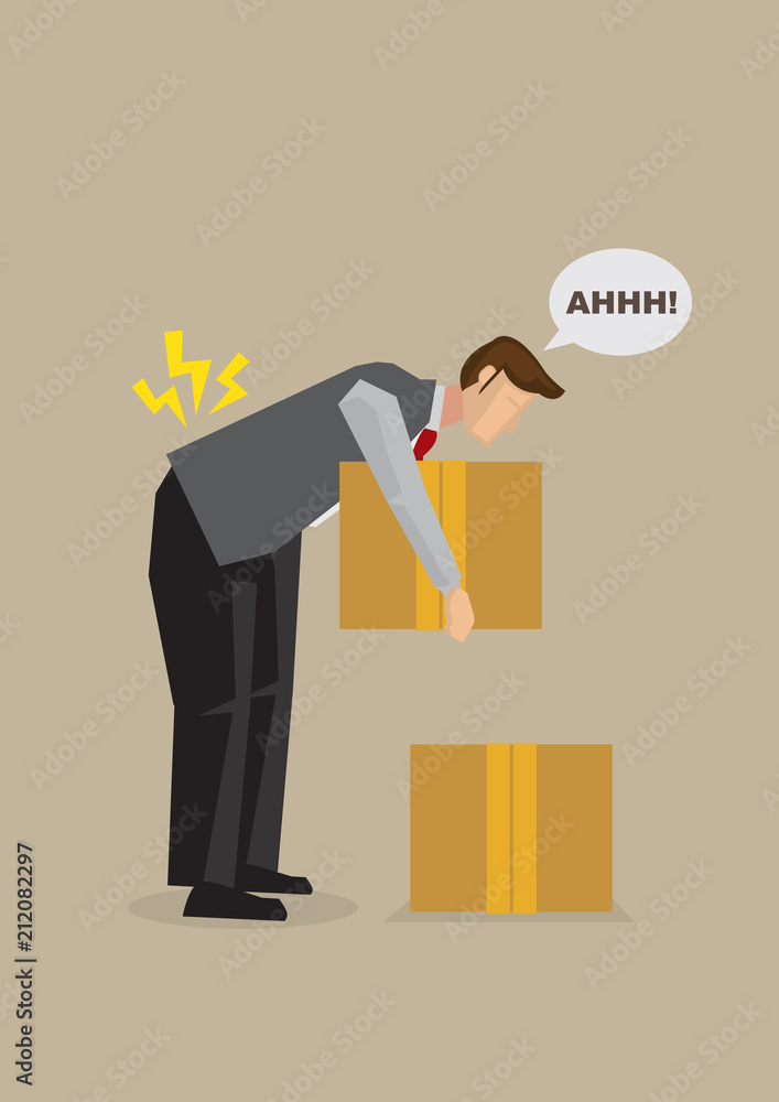 Back Injury from Bending Over Cartoon Vector Illustration Stock Vector ...