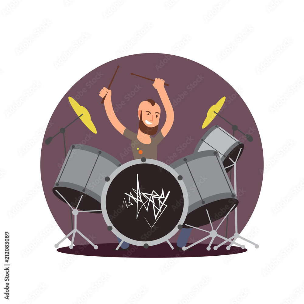 Cartoon character drummer. Flat vector musician concept Stock Vector ...