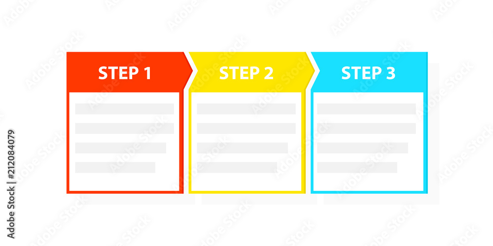 Three 3 easy steps process template Stock Vector | Adobe Stock