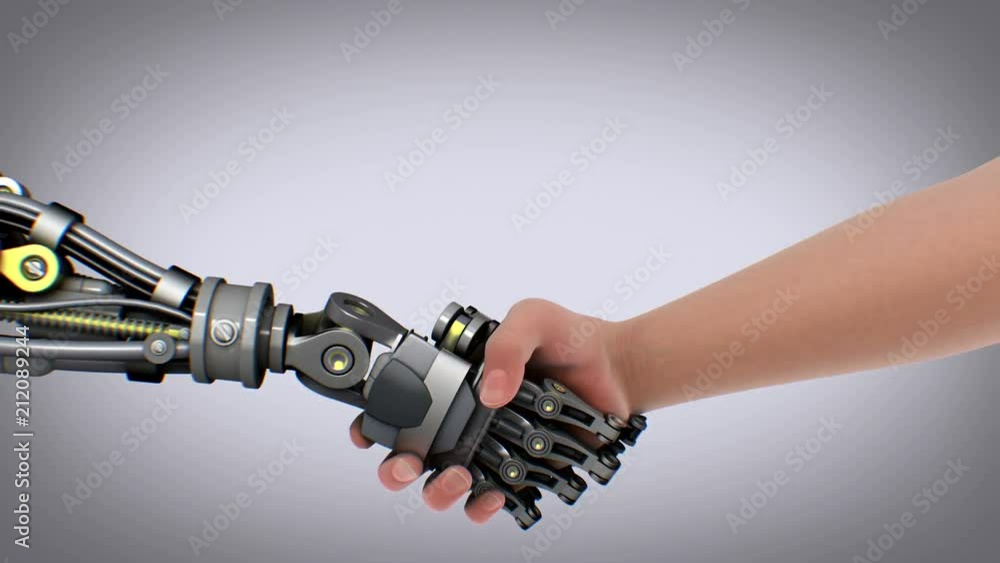 Vidéo Stock Handshake with robot in 4K resolution, 3d animation with ...