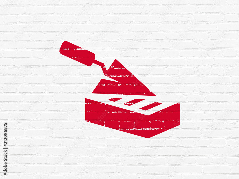 Building construction concept: Painted red Brick Wall icon on White ...
