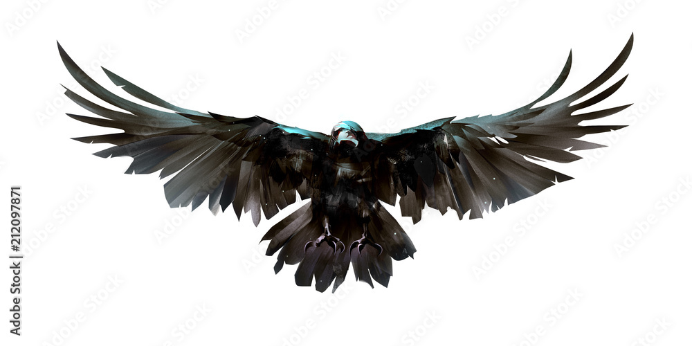 painted colored bird crows in front Stock Illustration | Adobe Stock