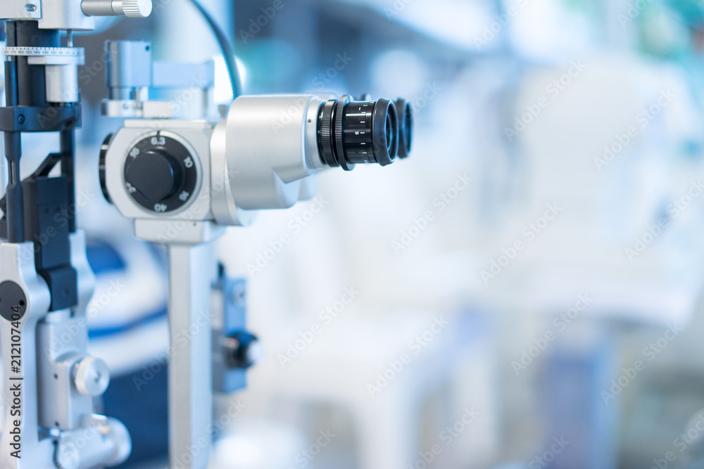 Visual inspection in the hospital for myopia patients. Stock Photo ...