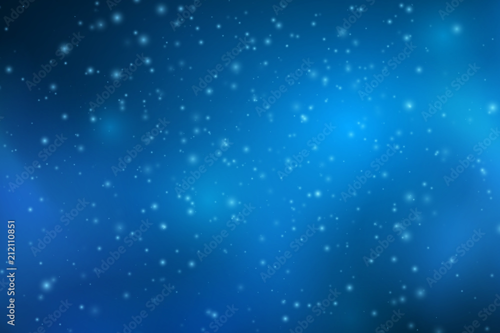Abstract falling blue lights. Magic blue dust and glares. Starry sky ...