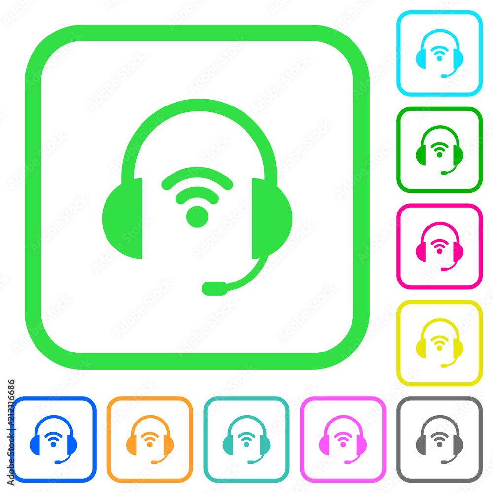 Wireless headset vivid colored flat icons Stock Vector | Adobe Stock