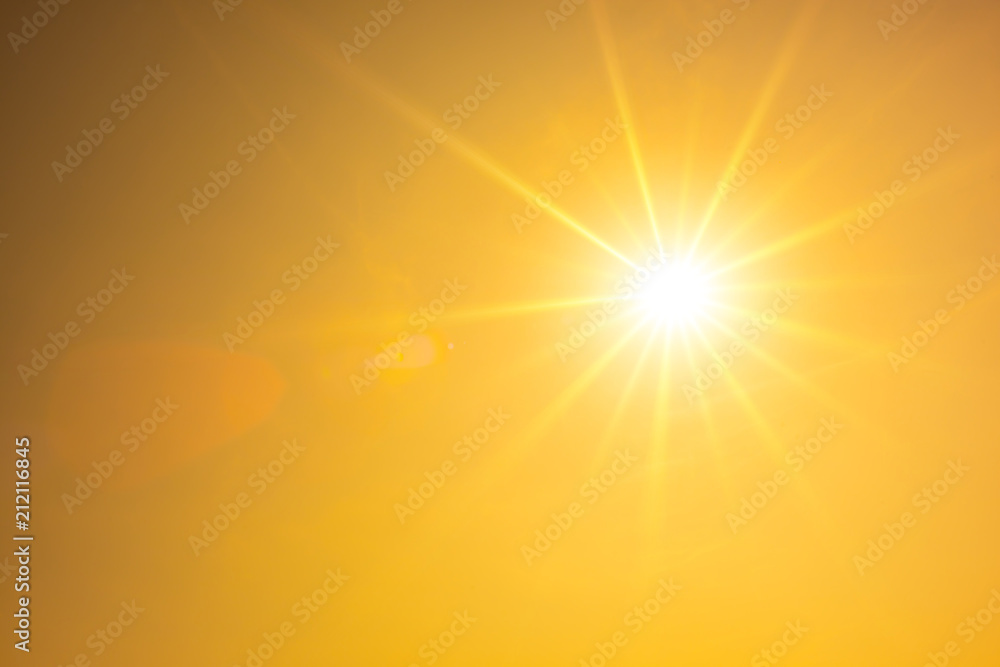 Hot summer or heat wave background, orange sky with glowing sun Stock ...
