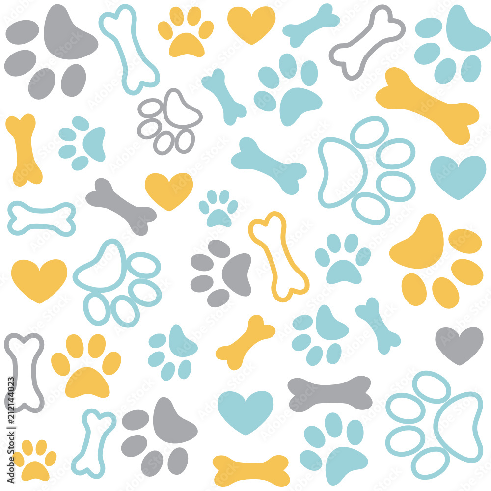 Background with dog paw print and bone Stock Vector | Adobe Stock