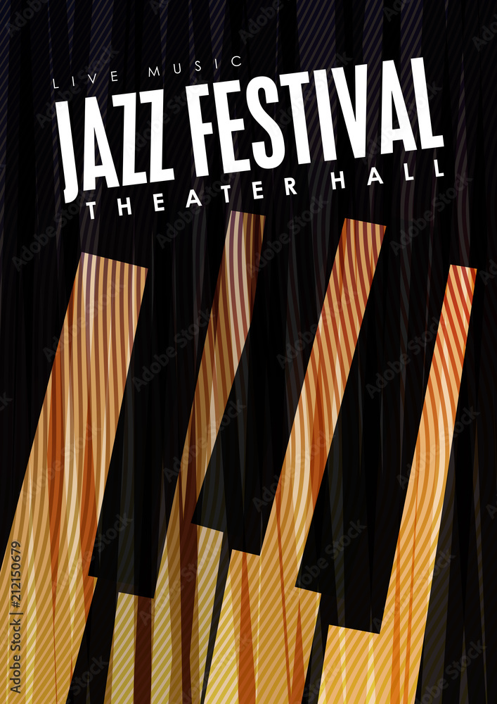 Music poster template. Vector flyer background with keyboard ...