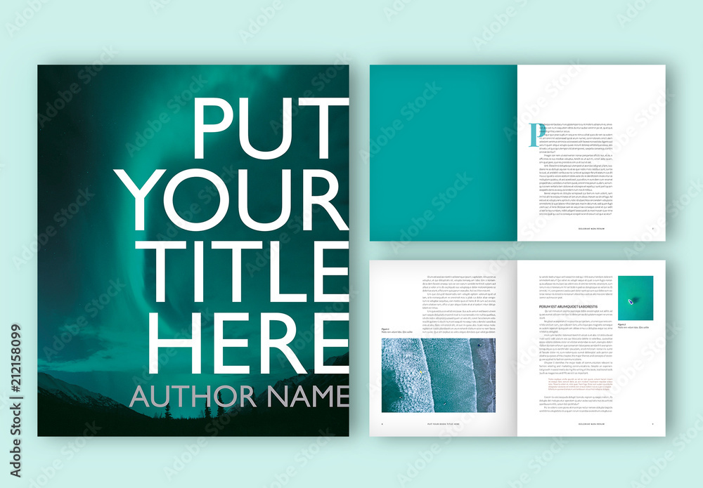 Book Layout with Turquoise Accents Stock Template | Adobe Stock