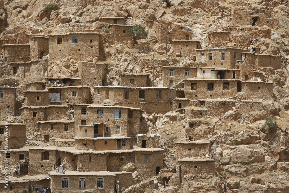 Stone houses of Palangan, traditional Kurdish village in Iran Stock ...