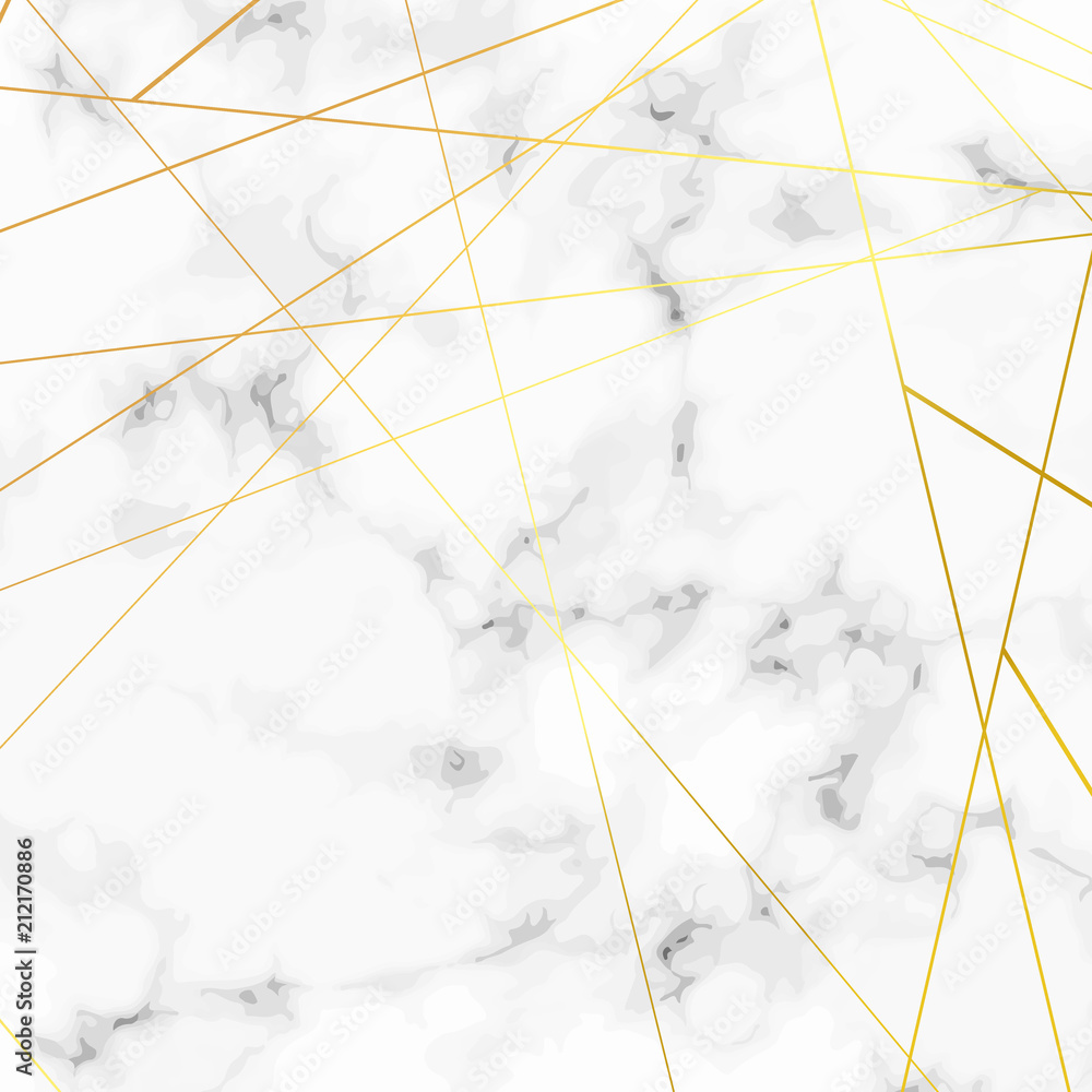 Golden triangle pattern metallic lines over marble stone background ...