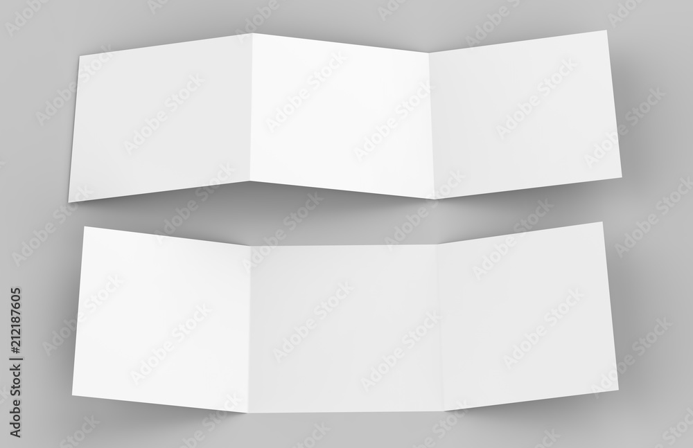 Square Tri-Fold Brochure Mock-up on Isolated White Background, 3D ...