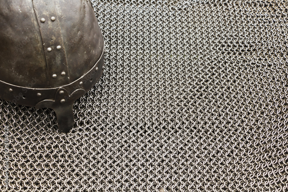Medieval knight's armor mail frame. Texture of chainmail of a medieval ...