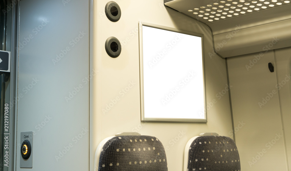Empty billboard mock up in a british train Stock Photo | Adobe Stock