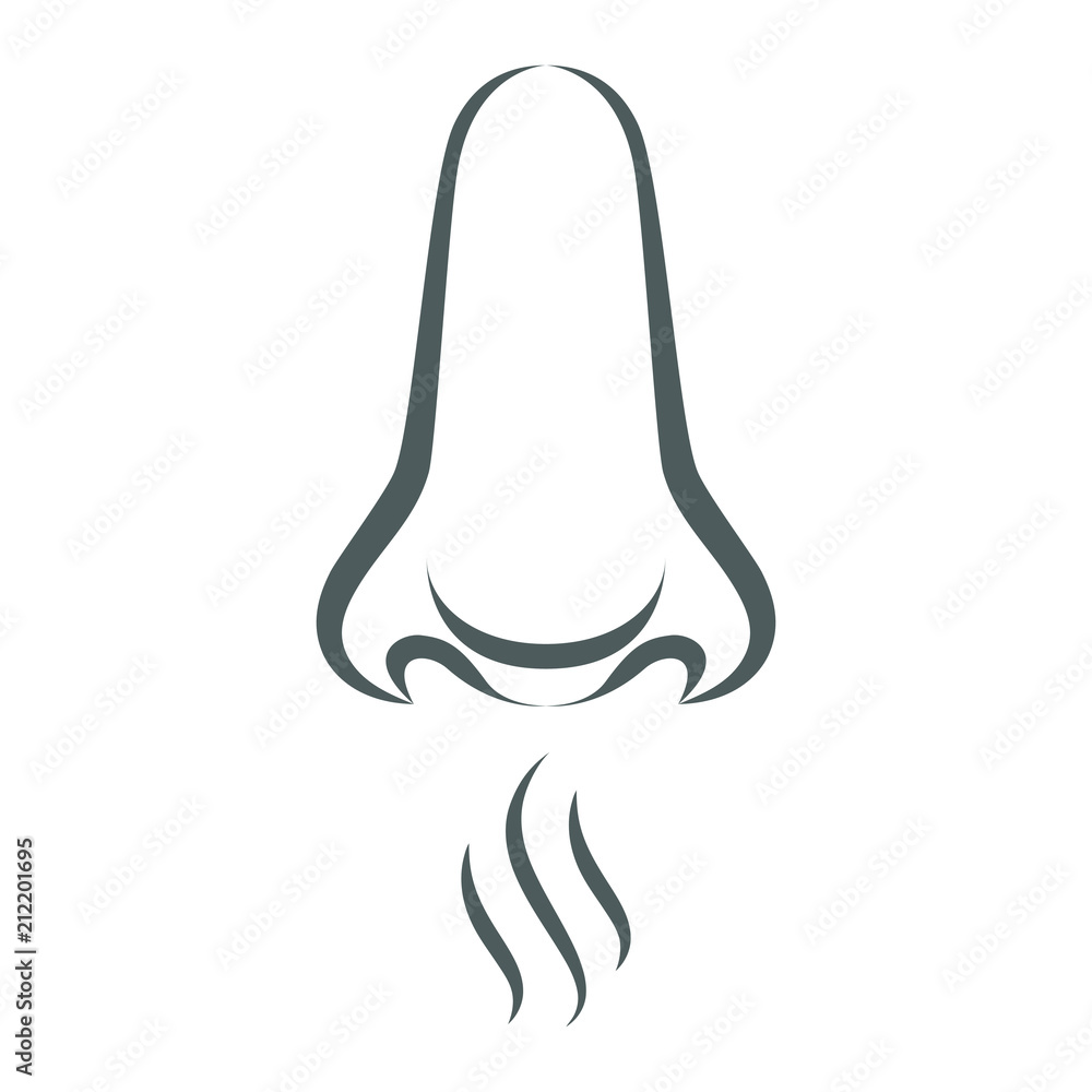 Smell sense icon. Grey symbol smell sense isolated on white background ...