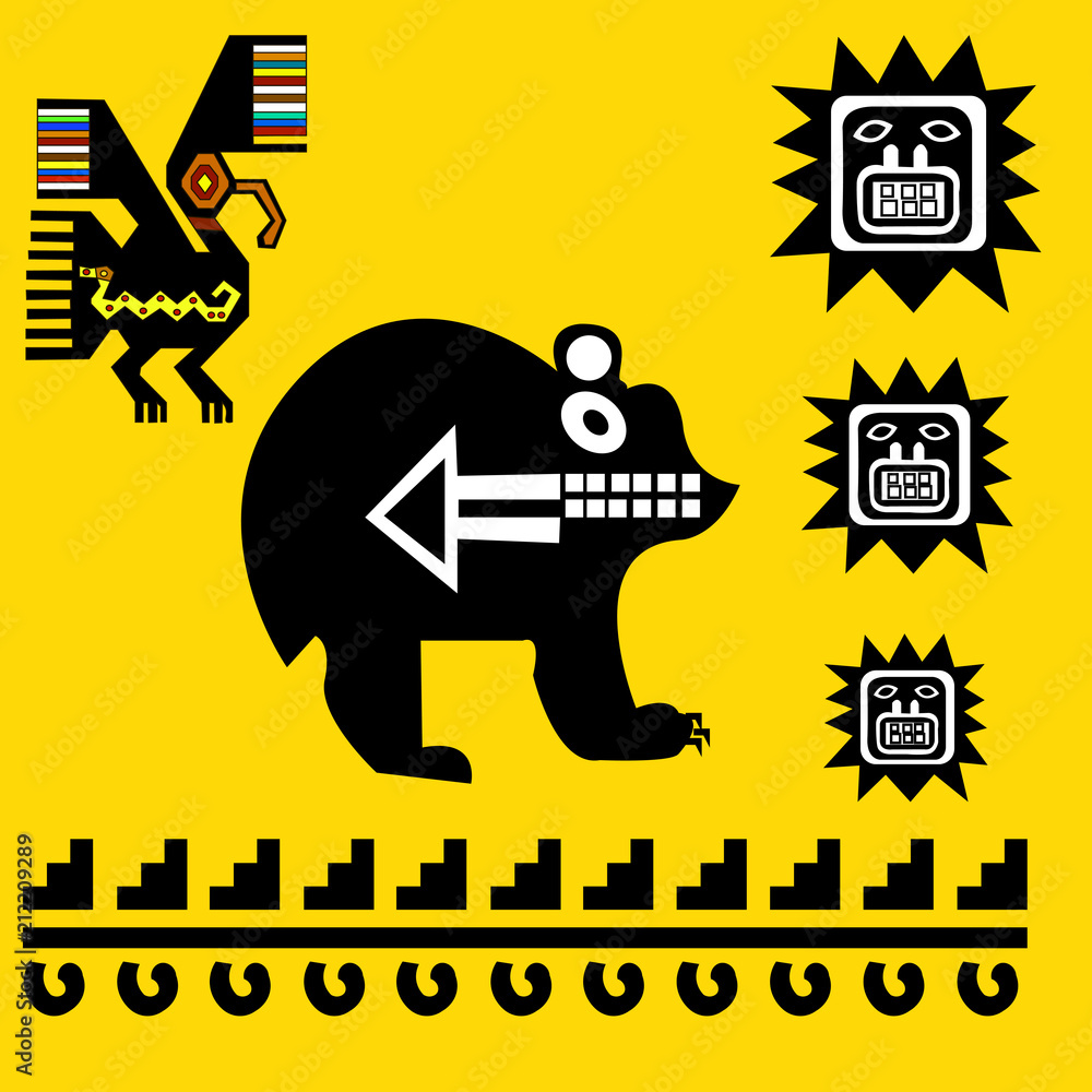 Bear, eagle and sun. Ethnic patterns of Native Americans: the Aztec ...