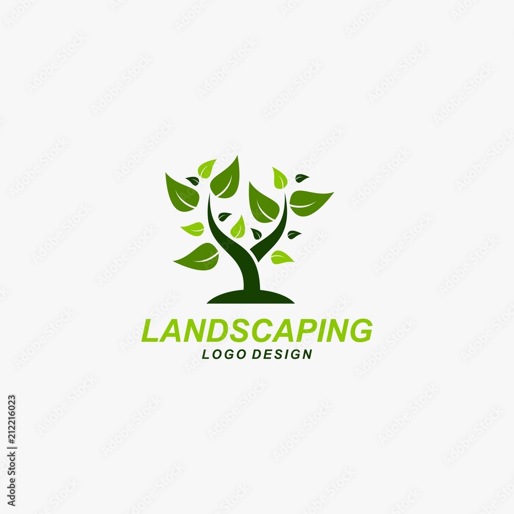 Landscaping logo design vector. Stock Vector | Adobe Stock