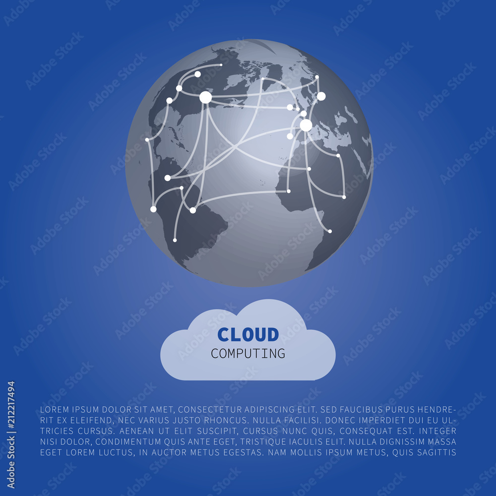 Cloud Computing Design Concept with world Map connections - Digital ...