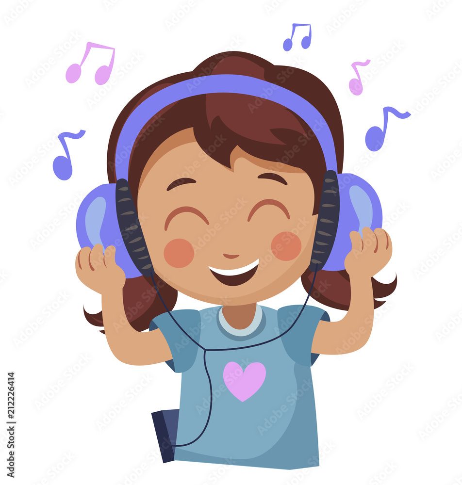 Girl Listening To Music Clip Art