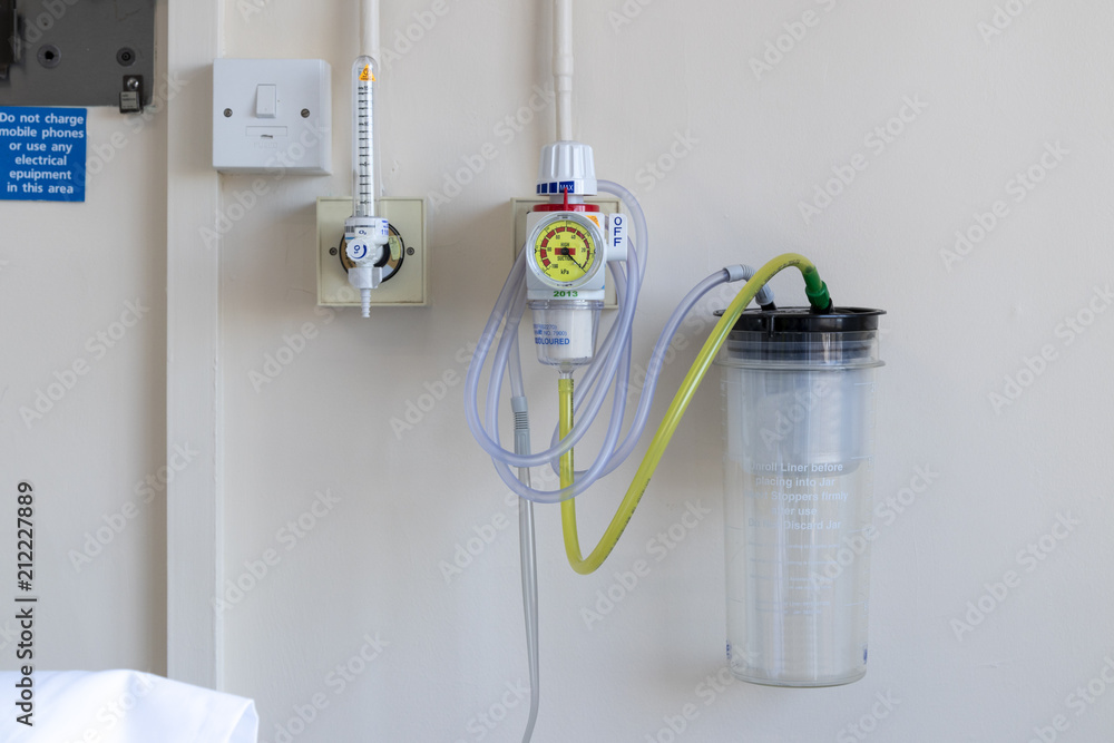 Hospital medical gas supply mounted to a ward wall Stock Photo | Adobe ...
