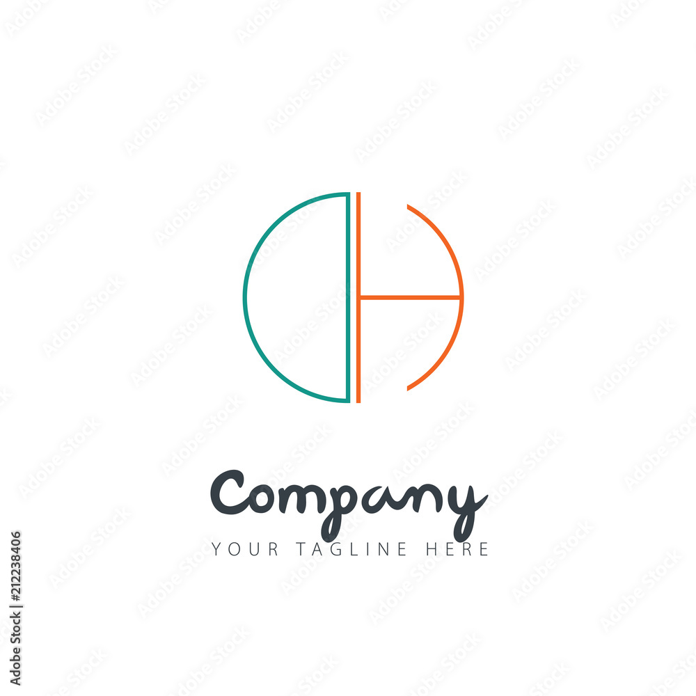 Initial Letter DH Circle Design Logo Stock Vector | Adobe Stock