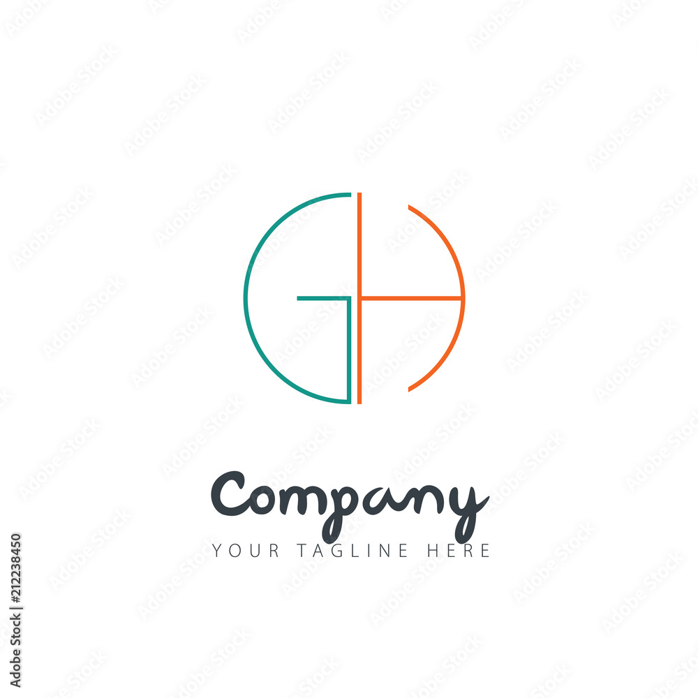 Initial Letter GH Circle Design Logo Stock Vector | Adobe Stock