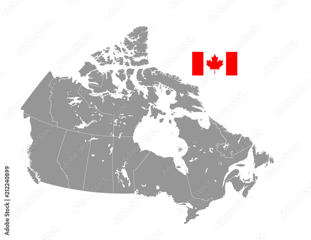 Grey Vector Political Map of Canada Stock Vector | Adobe Stock