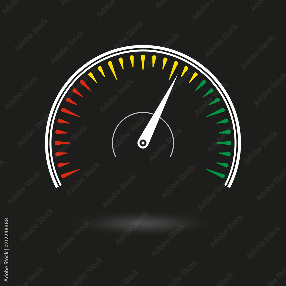 Speedometer icon. Gauge and rpm meter logo. Vector illustration. Stock ...