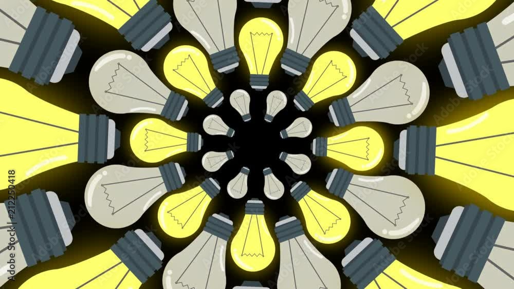 Vidéo Stock Cartoon animation of light bulbs loop 4k. Abstract Bulbs ...