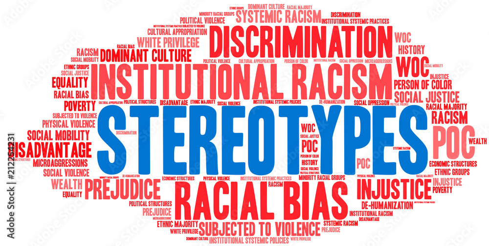 Stereotypes Due to Racism word cloud on a white background. Stock ...