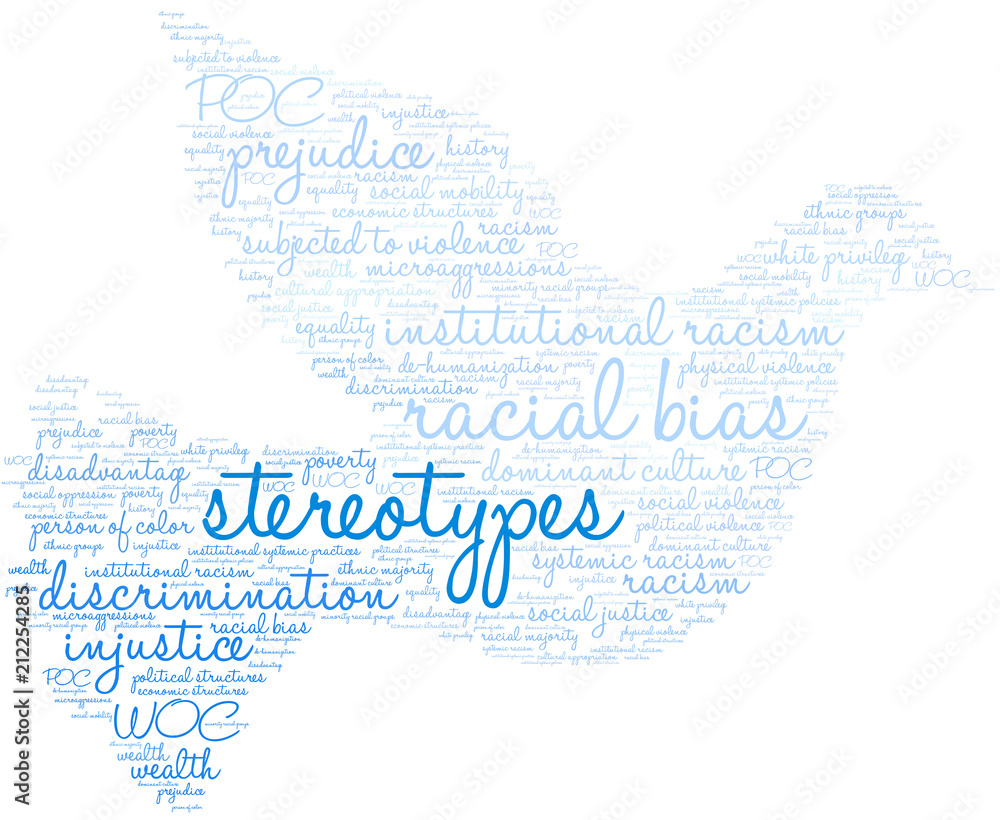 Stereotypes Due to Racism word cloud on a white background. Stock ...
