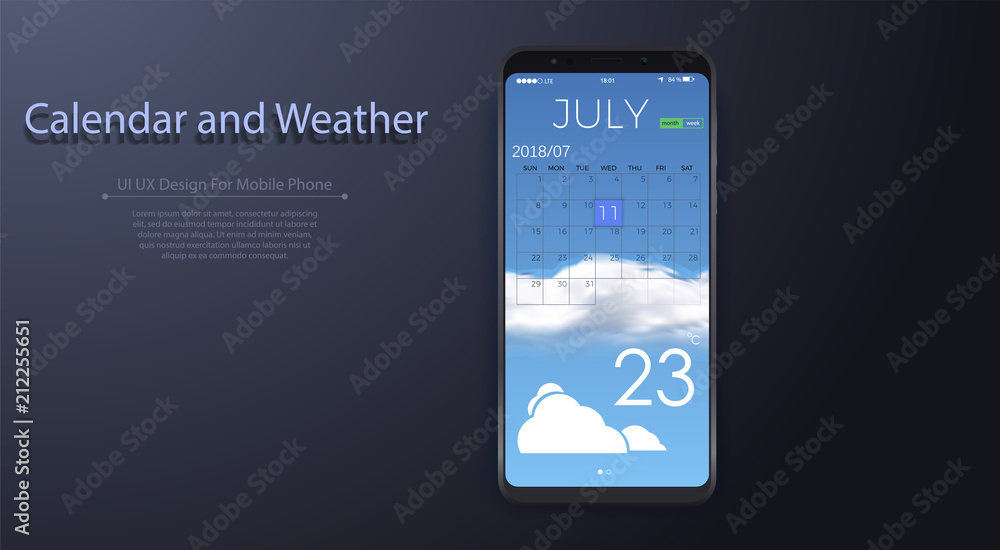 Calendar and Weather App With To Do List and Tasks UI UX Design For ...