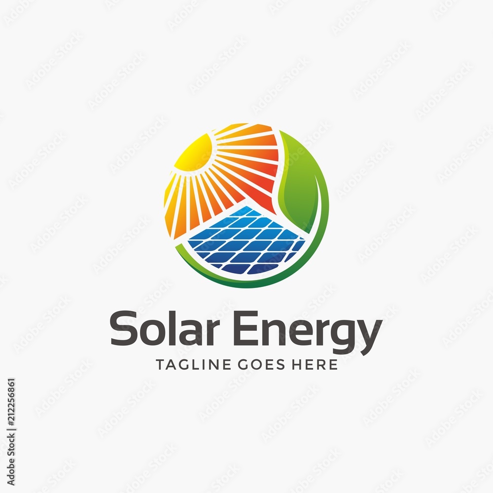 Solar energy, solar panel, sun logo design Stock Vector | Adobe Stock