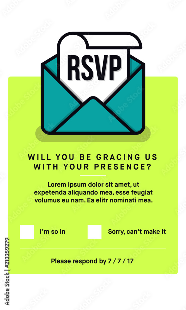 RSVP Layout Design with Response Text Box Template. Vector illustration ...
