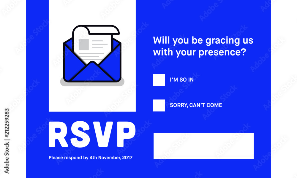 RSVP Layout Design with Response Text Box Template. Vector illustration ...